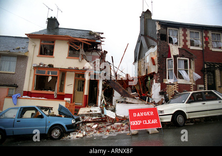 Terraced house destroyed by gas explosion in Plymouth, Devon, UK Stock ...
