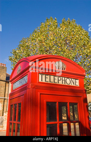 The iconic K2 red telephone box payphone in a London residential street ...
