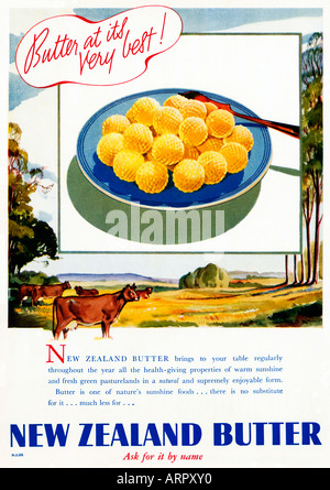 1938 UK Magazine New Zealand Butter Advert Stock Photo - Alamy