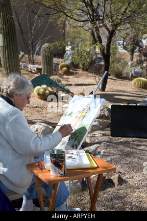 Artist Paints in Arizona Desert Stock Photo - Alamy