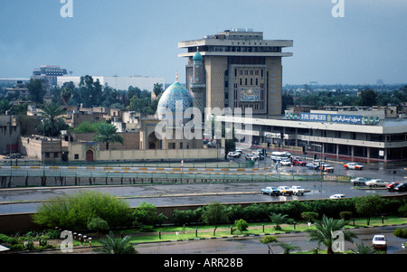 IRAQ BAGHDAD Beautiful blue mosaic tiled mosque and minarette in ...