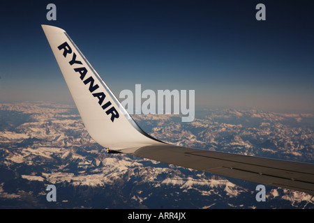 ryanair airplane sky panoramic mountains alps blue Stock Photo - Alamy