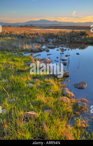 Early morining sunrise over the vernal pools Santa Rosa Plateau ...