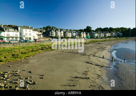 Arnside village Cumbria coastal beach Morecambe Bay, River Kent crossed ...