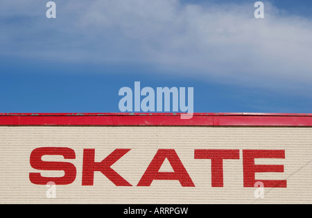 Skate rink painted sign Stock Photo - Alamy