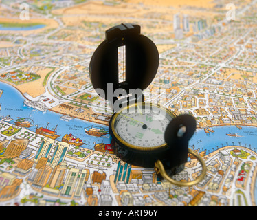 Compass lying on map of Dubai Stock Photo - Alamy