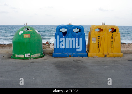 Large recycling bins on the beach of City Beach, Perth, Western ...