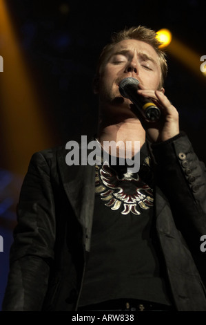 Ronan Keating in concert at Wembley Arena in London. Live. Half Length ...