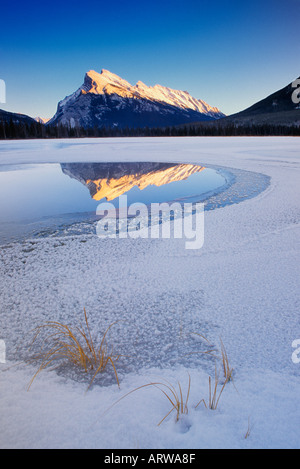 Mount Rundle and Vermillion Lake near Banff Alberta Canada Stock Photo ...