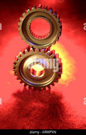 Two gears meshing together Stock Photo: 16139804 - Alamy