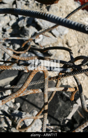 mangled metal wire in demolished building Stock Photo - Alamy