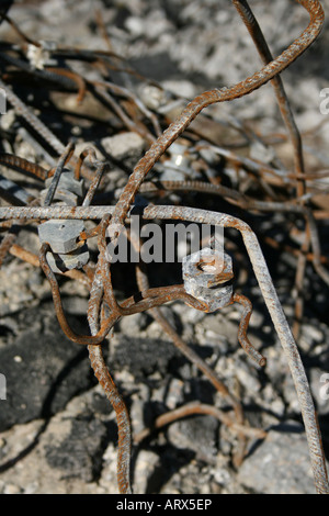 mangled metal wire in demolished building Stock Photo - Alamy