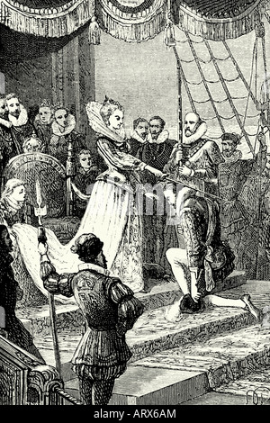 Queen Elizabeth Knighting Francis Drake 1585 Monsieur de Marchaumont ...