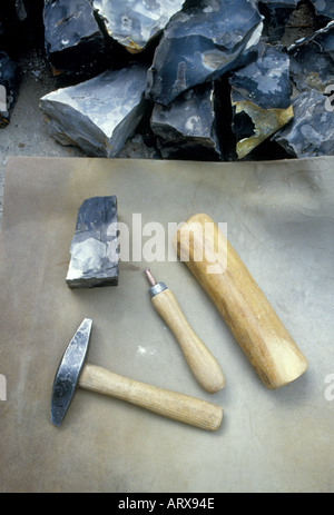 prehistoric Flint axe made by Stone age reenactor at The Museum of ...