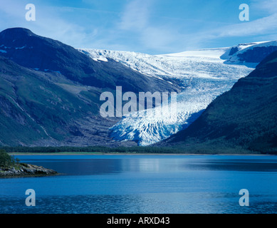 Engabreen glacier descending from the Vestre Svartisen snowfield seen ...
