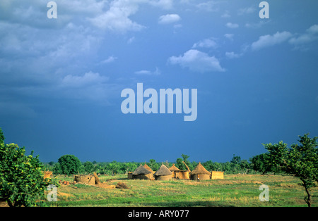Storm clouds over Cameroon village south of Garoua, Cameroon Stock ...