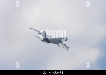 Airbus A380 climbing with flaps retracting and right rudder Stock Photo ...