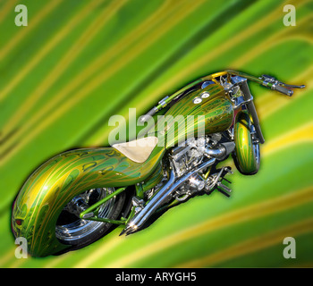 Stunning green customized motorcycle Stock Photo - Alamy