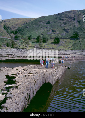 Exposed drowned village of Mardale (summer 1995), Haweswater reservoir ...