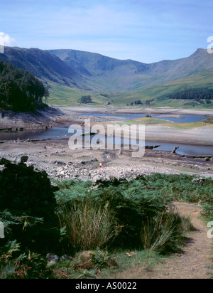 Exposed drowned village of Mardale (summer 1995), Haweswater reservoir ...