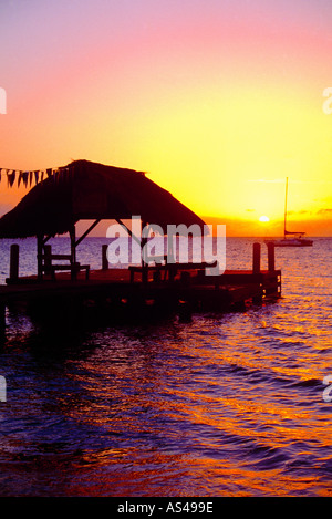 The jetty at Pigeon Point at sunset, Tobago, Trinidad and Tobago ...