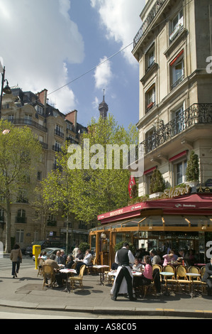 Paris France Café Red Canopy vertical Stock Photo - Alamy
