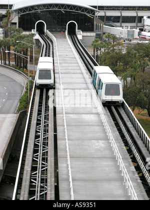 Trams Shuttle Passengers from Main Terminal to Airplane Stock Photo - Alamy