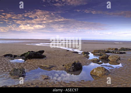 Rock pools on the Pendine Sands coastline, South Wales UK Stock Photo ...
