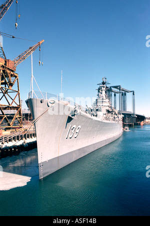 The USS Massachusetts, a US Navy South Dakota class Battleship, is ...