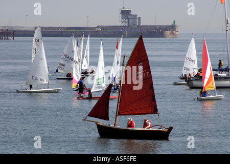 Port of Dover breakwater, England, UK. The White Cliffs in the ...
