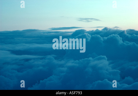 Clouds in evening dusk sky panoramic view. Climate, environment and ...