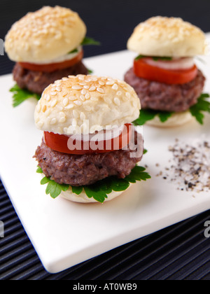 Mini burger canapes Stock Photo - Alamy