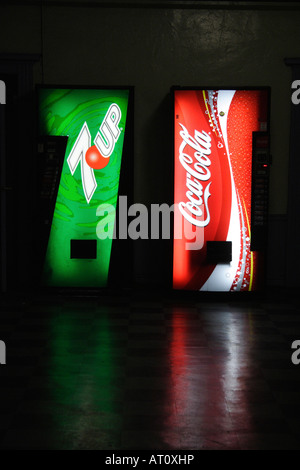 Two vending machines of soft drink Pepsi Cola outdoor sales island Put ...