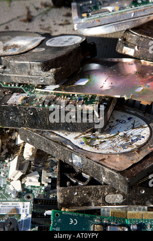Broken circuit boards and components from the IT world Stock Photo - Alamy