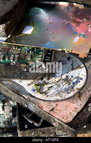 Broken circuit boards and components from the IT world Stock Photo - Alamy