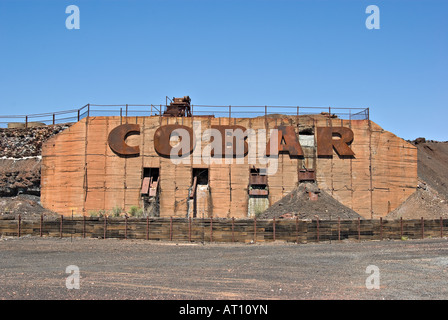 the large cobar sign and slag dump Stock Photo - Alamy