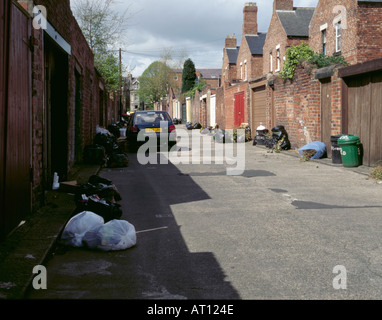 Domestic rubbish in a back lane during a refuse collectors strike, in a ...