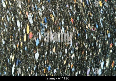 Slate Metamorphic rock Pyrenees Spain Petrographic microscope Stock ...