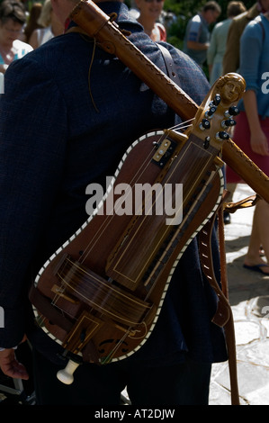 The Hurdy-gurdy, stringed musical instrument. Isolated on white ...