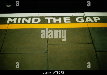 Mind The Gap safety warning sign notice at Monument Underground Tube ...