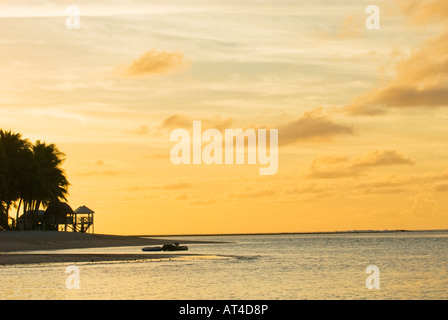 SAMOA manase savaii typical beachfale FALE on beach sunset sundown ...