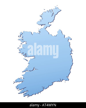 Map of Ireland in blue color Stock Photo - Alamy