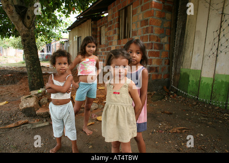 Portrait of a displaced children in the slums of Colombia Stock Photo ...