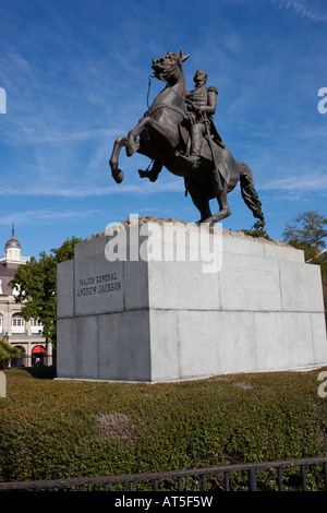 Statue of Major General Andrew Jackson on his horse in Jackson Square ...
