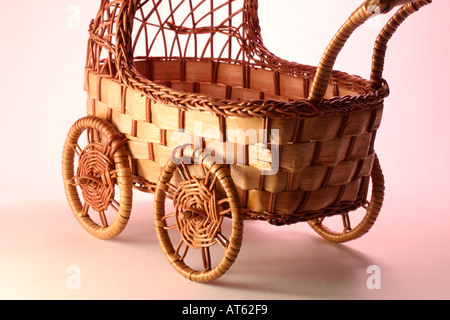 Miniature Wickerwork Pram Stock Photo - Alamy