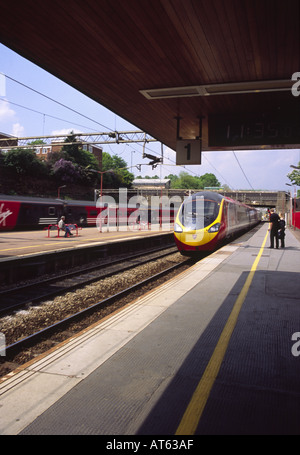 Virgin Train entering Coventry Railway Station England UK Stock Photo ...