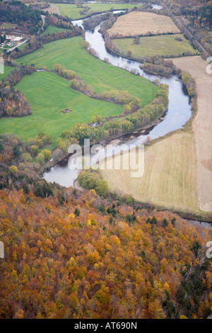 An aerial view of the Maidstone Bend section of the Connecticut River ...