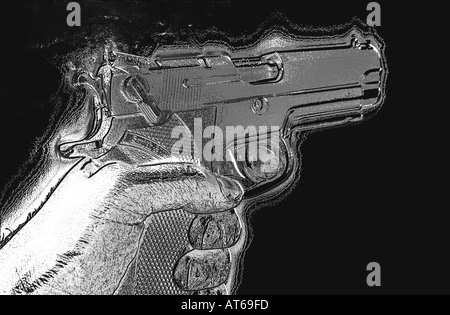 Semi automatic pistol being pointed and ready to fire Stock Photo - Alamy