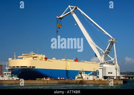 Roro ship Grand Pioneer at the loading berth of port of Durban South ...