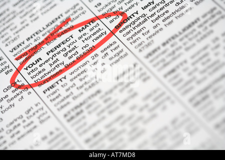 Personals Column Lonely Hearts Advert Stock Photo - Alamy